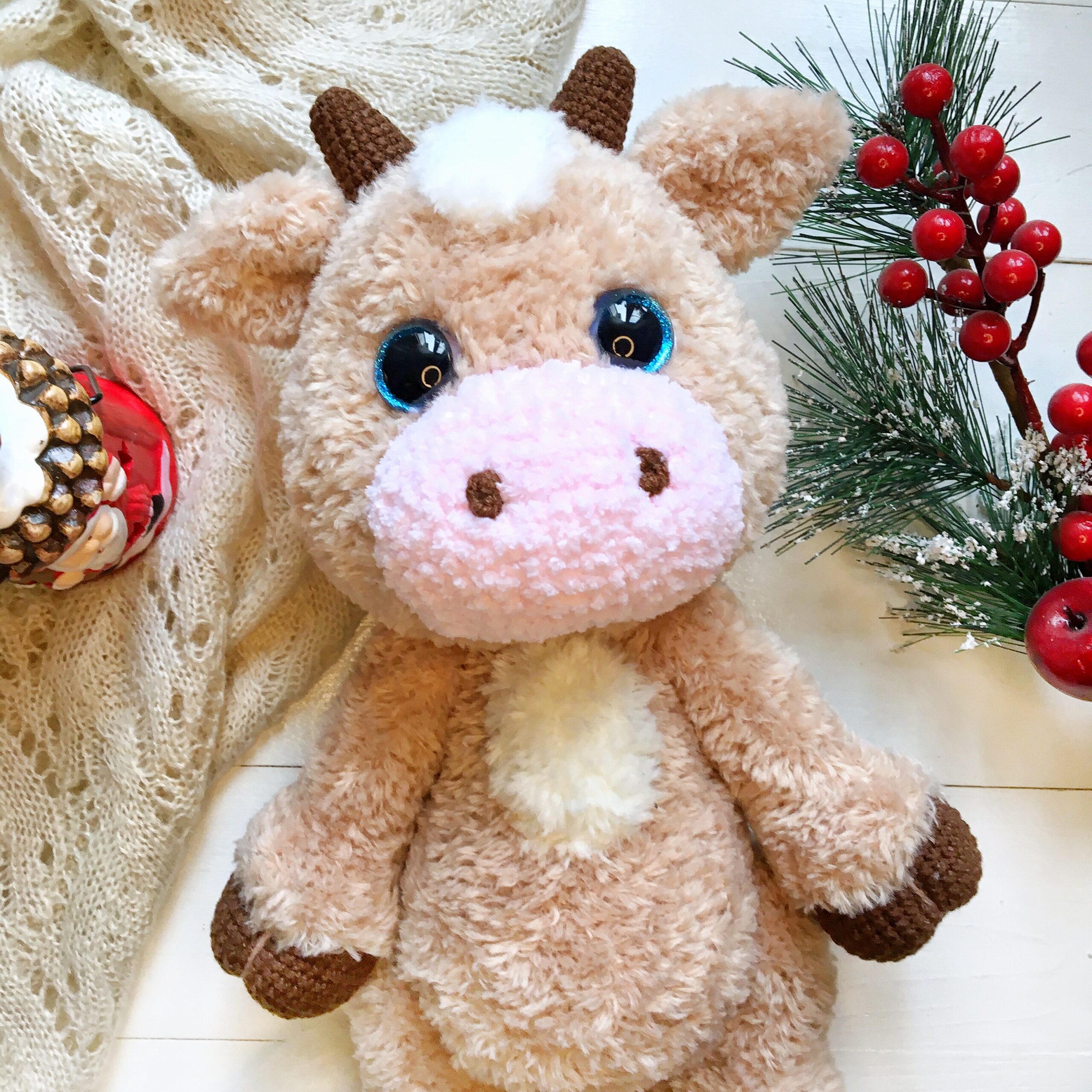 Crochet cow pattern PDF. Amigurumi plusha animals pattern. - DailyDoll Shop