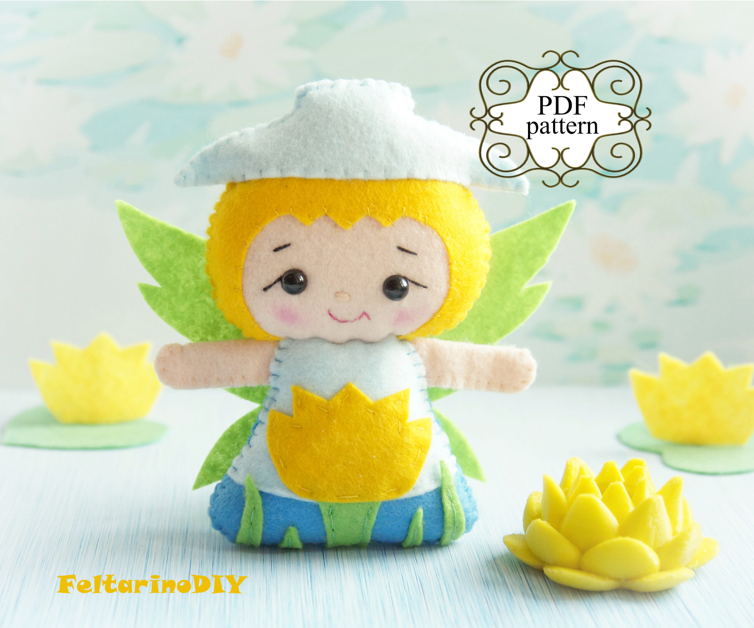 Felt doll pattern, Fairy sewing pattern, Felt fairy pattern