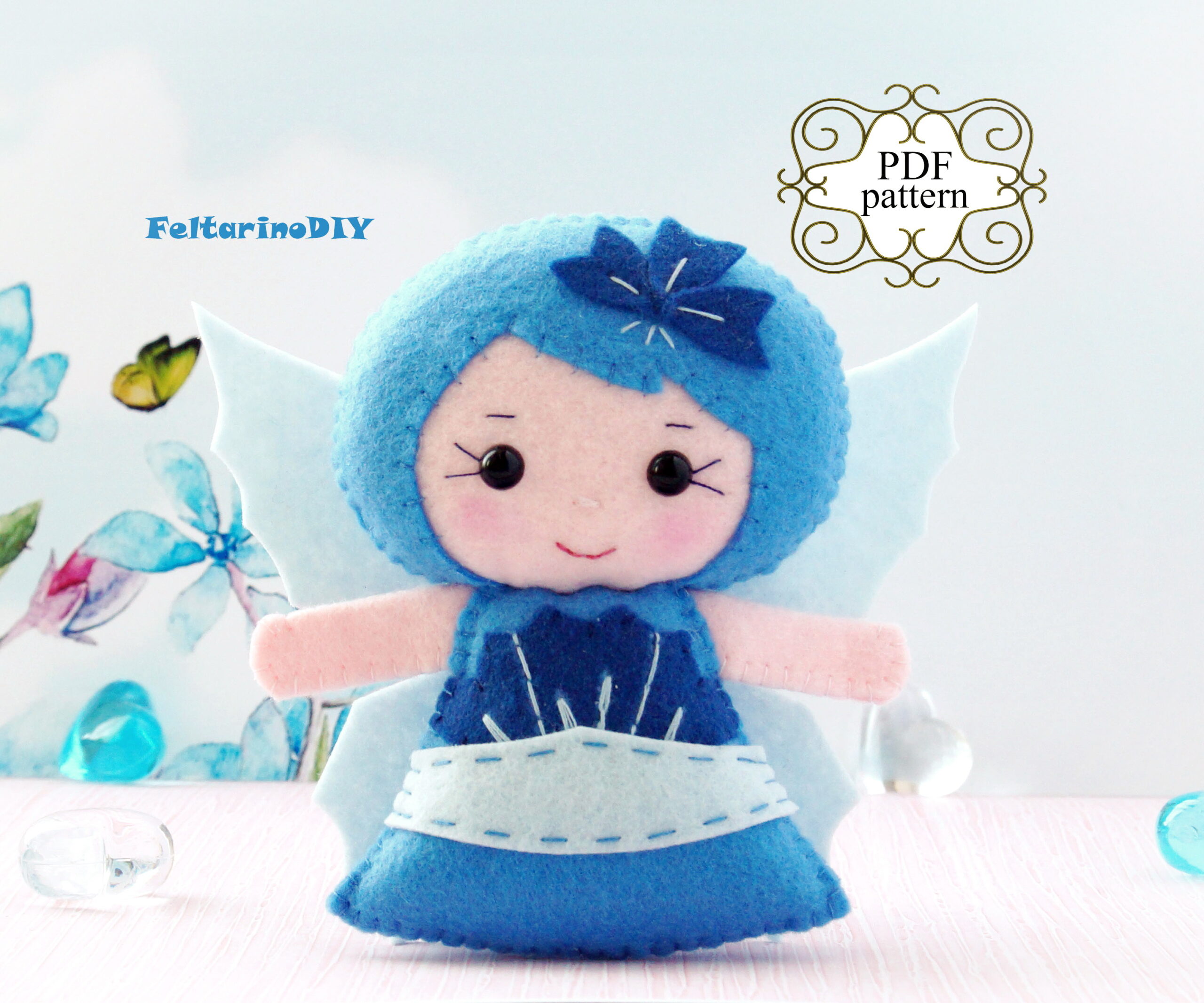 Felt doll pattern, Felt PDF pattern, Felt fairy pattern