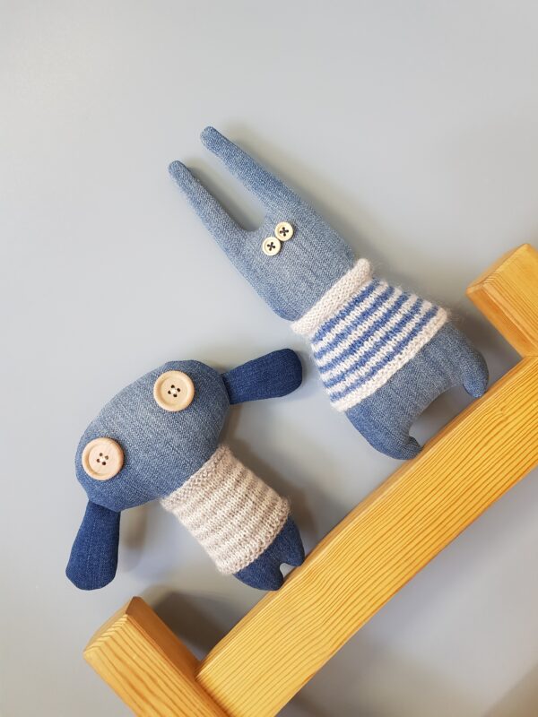 bunny doll pattern pdf (sew and knit) denim rabbit in sweater ...