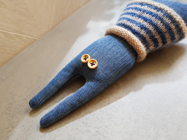 bunny doll pattern pdf (sew and knit) denim rabbit in sweater ...