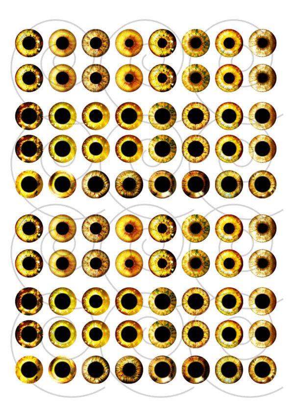 Golden Eye Irises Digital Collage Sheets. Doll eyes. Toy eye