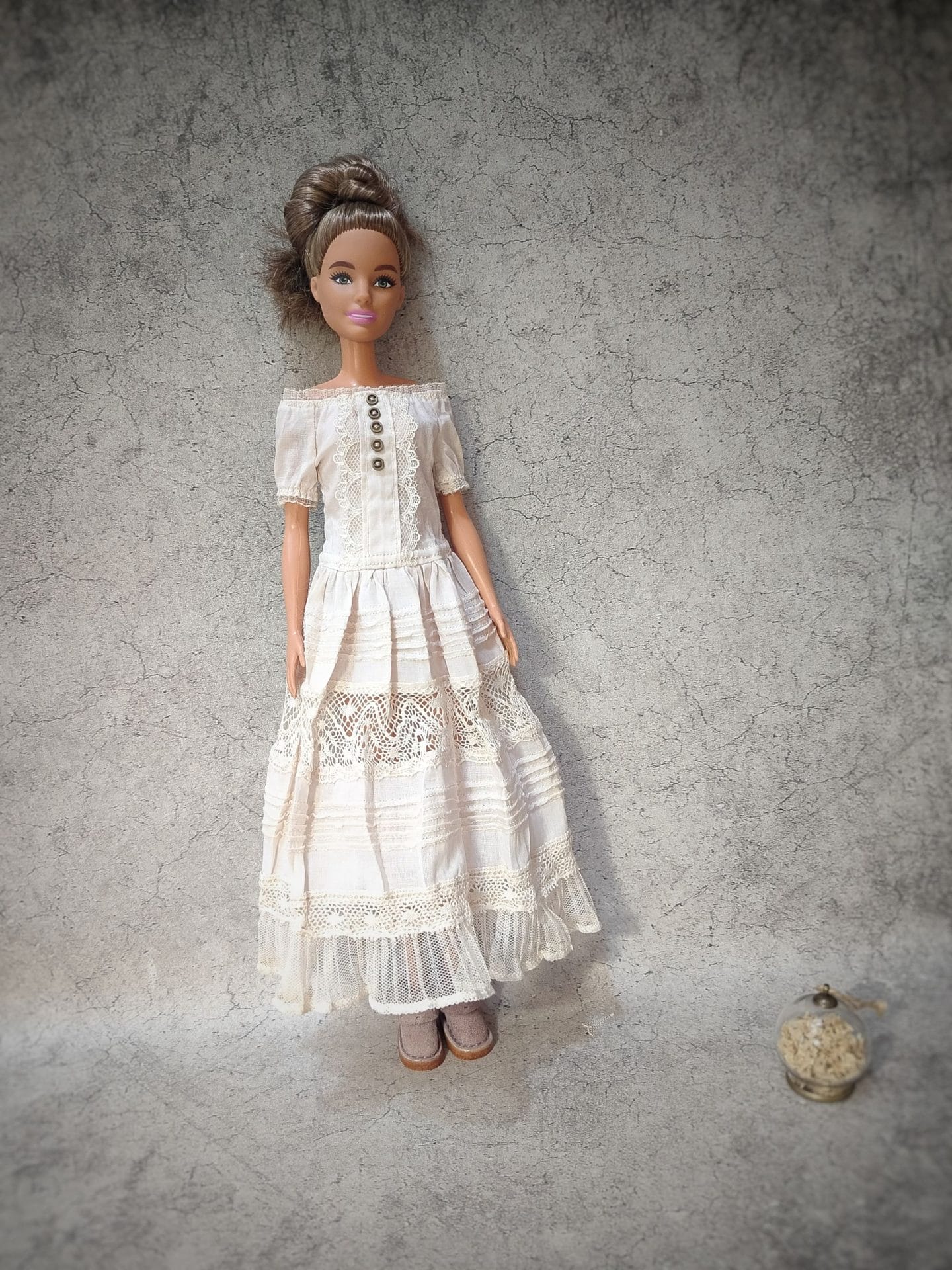 Ptichka doll dress - handmade dress in vintage style.