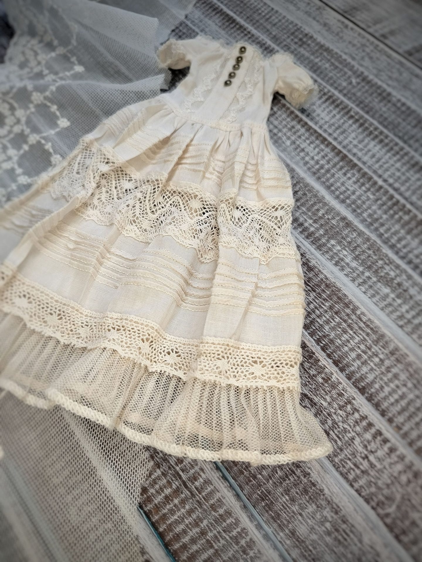 Ptichka doll dress - handmade dress in vintage style.