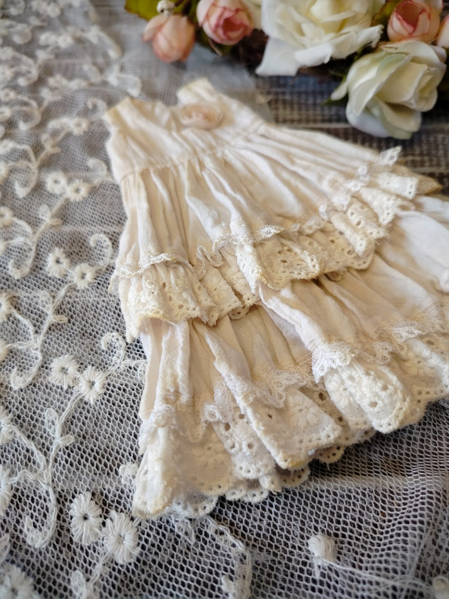 Ptichka doll dress - handmade dress in vintage style.