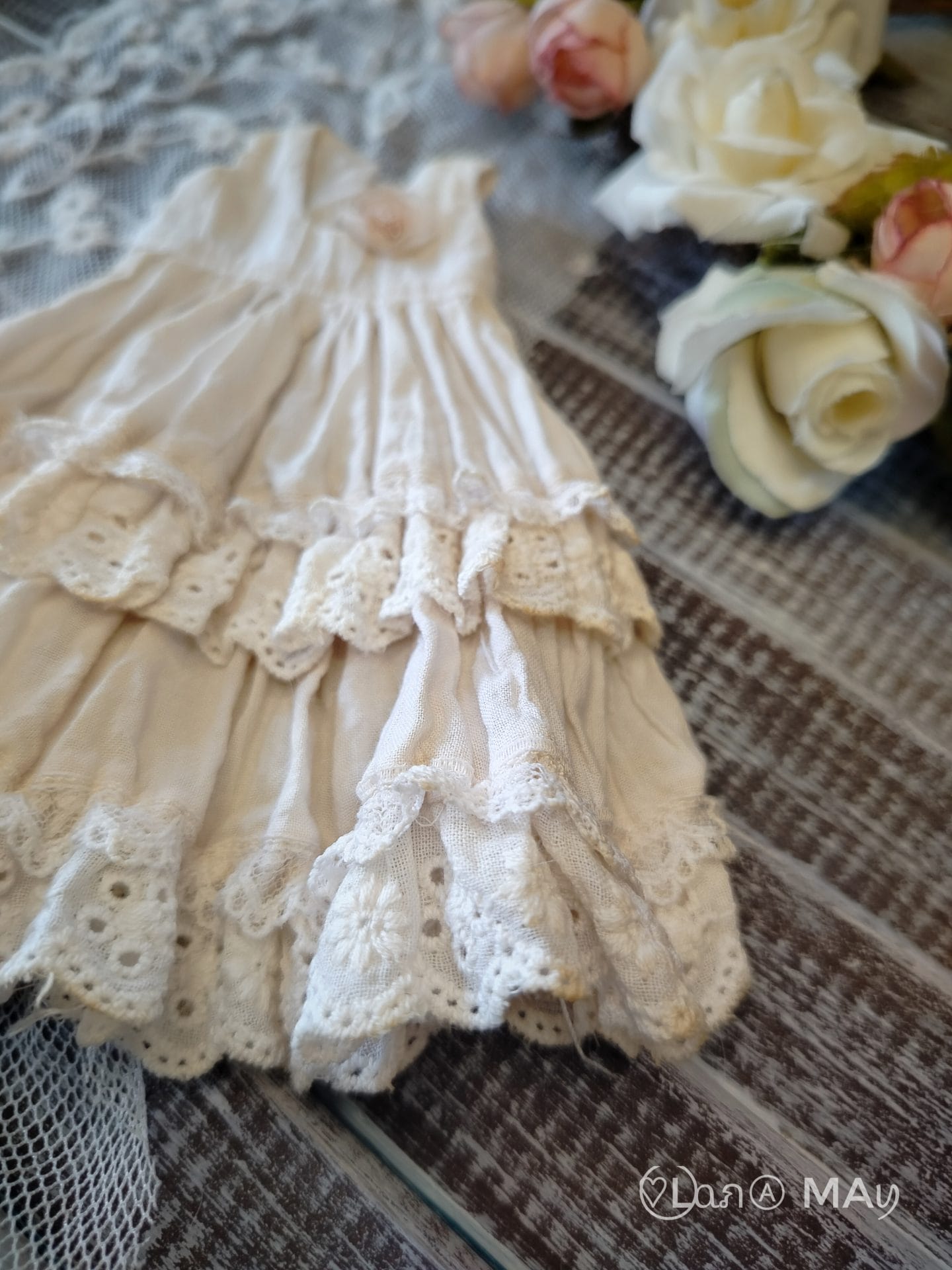 Ptichka doll dress - handmade dress in vintage style.
