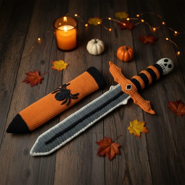 Halloween Crochet Sword Pattern – Skull and Spider Amigurumi Toy ...